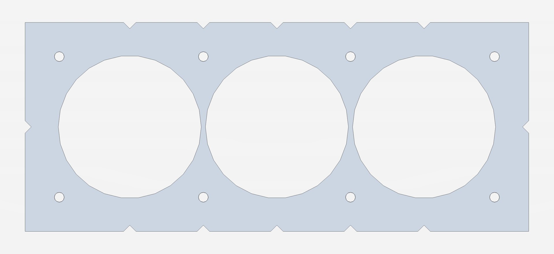 Circle Cutting Template For Plasterboard Assembly 3x68mm Center Distance 71mm 3D Model ...