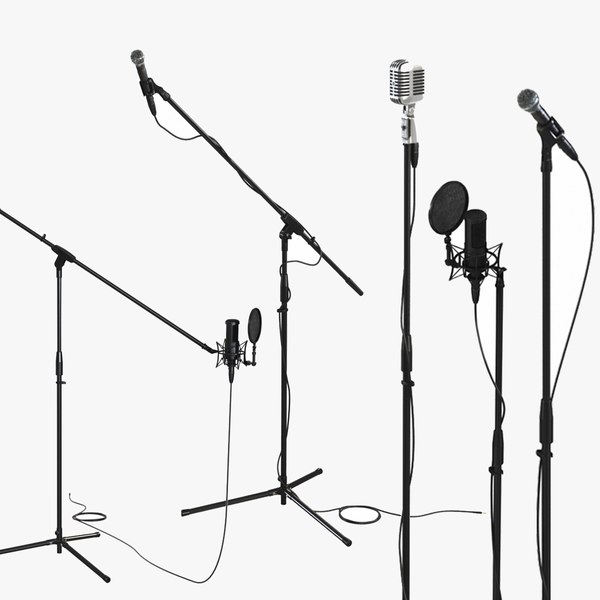 stage light microphone stand 3d model