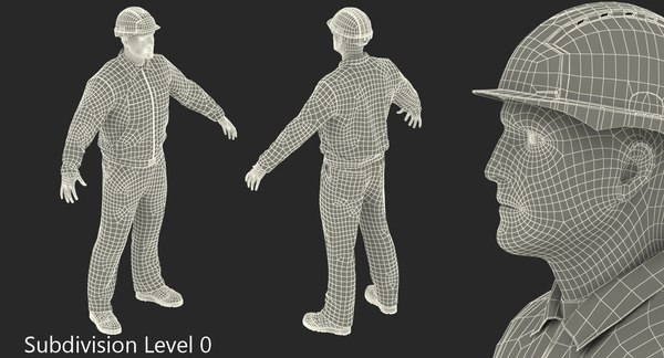 3d model worker hardhat