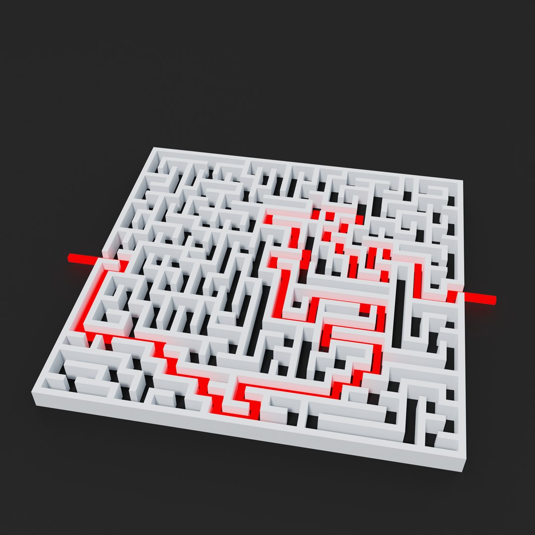 Square Maze With Solution 3D Model - TurboSquid 2085823