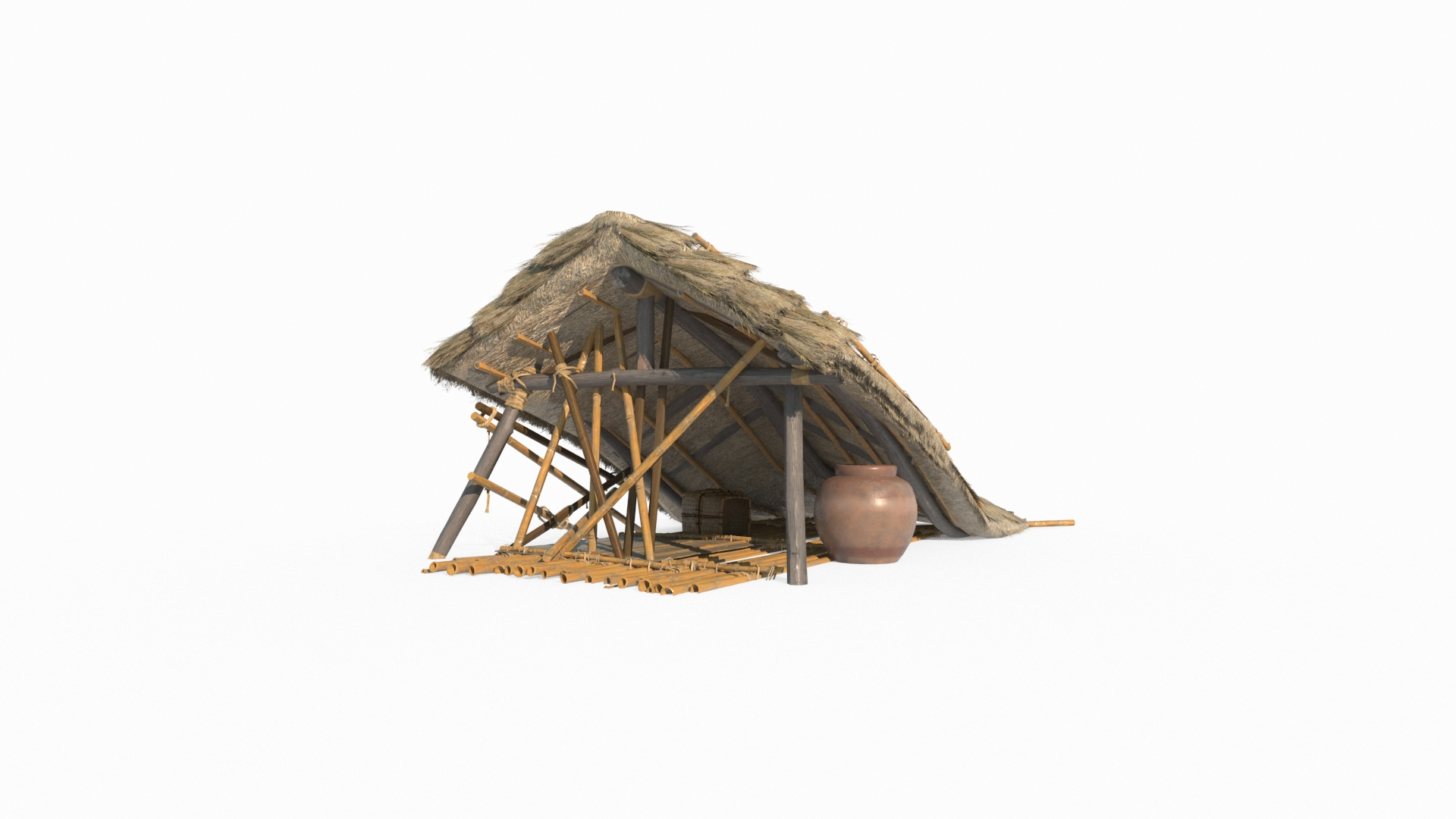 3D Asian Ancient Architecture Thatched Hut Model - TurboSquid 2340102