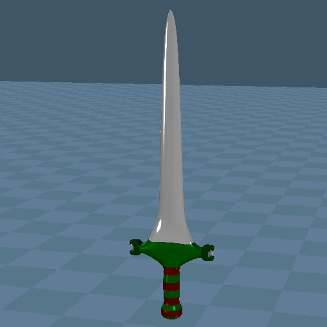 3d Model Ornate Sword Snake Heads