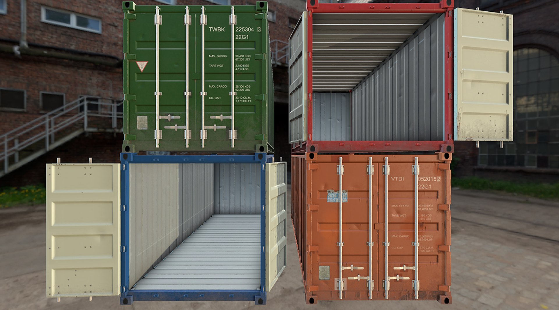 20ft cargo container props 3d model