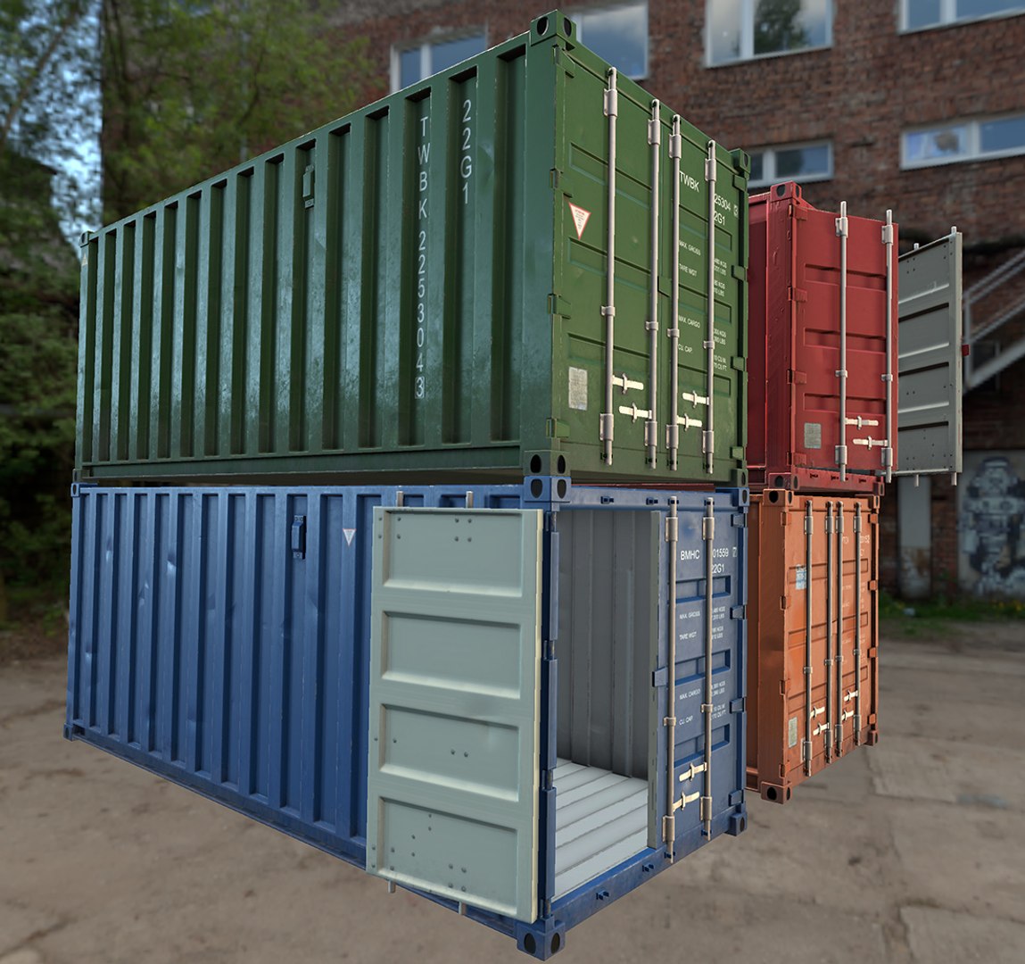20ft cargo container props 3d model