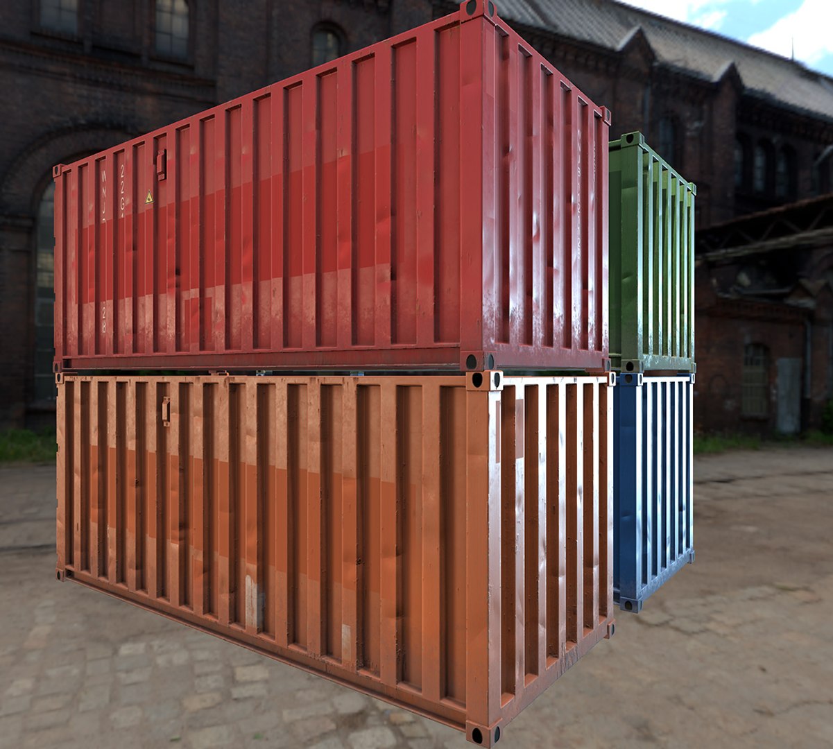 20ft cargo container props 3d model