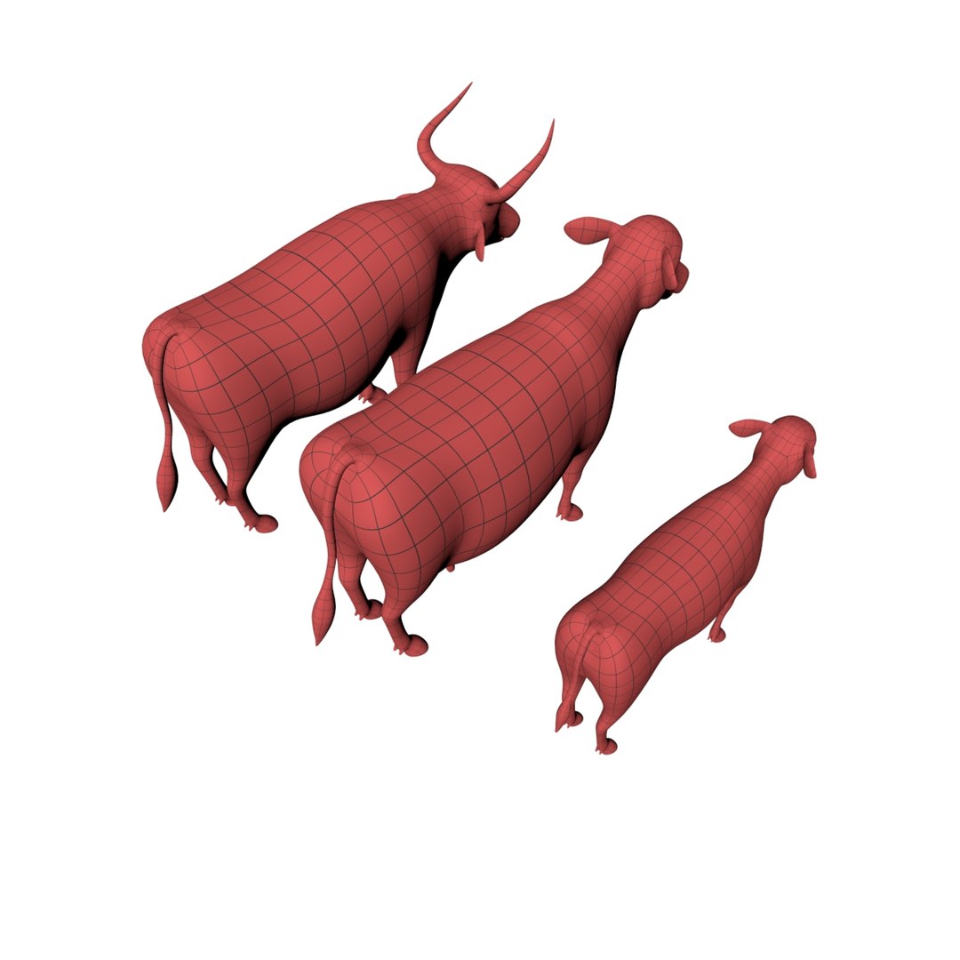 3d cow base mesh bull