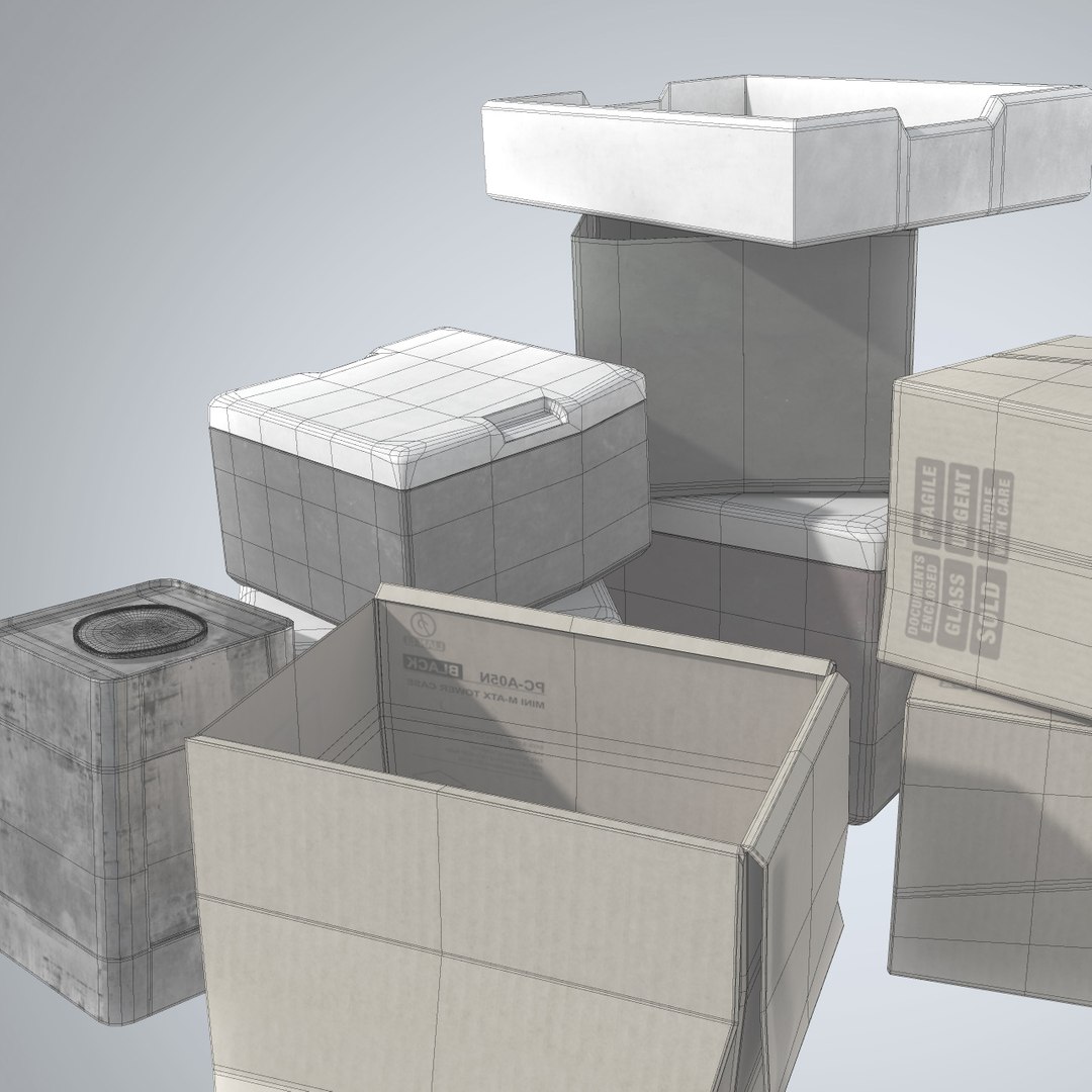 Stylized Boxes 3d Model
