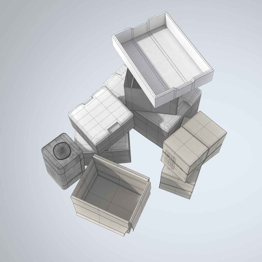 Stylized Boxes 3d Model