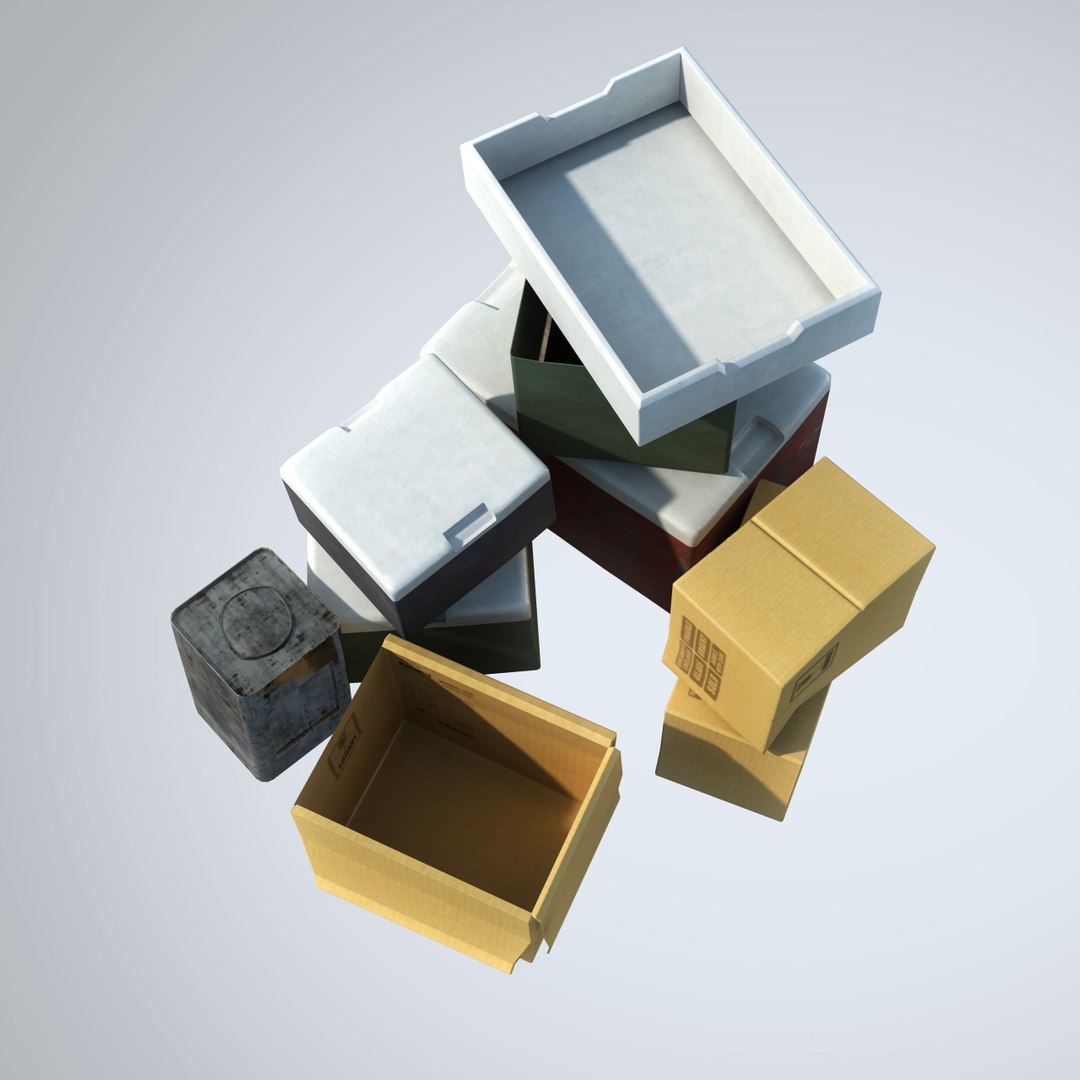 Stylized Boxes 3d Model