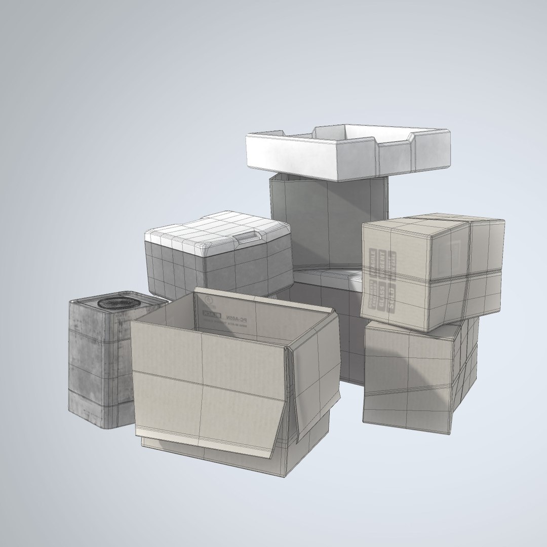 Stylized Boxes 3d Model