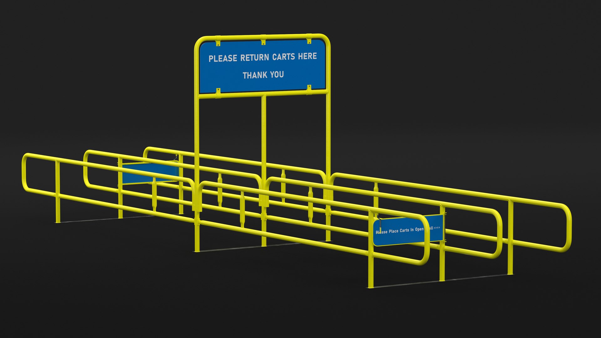 Corral For Shopping Carts Bidirect Yellow 3D - TurboSquid 2027728