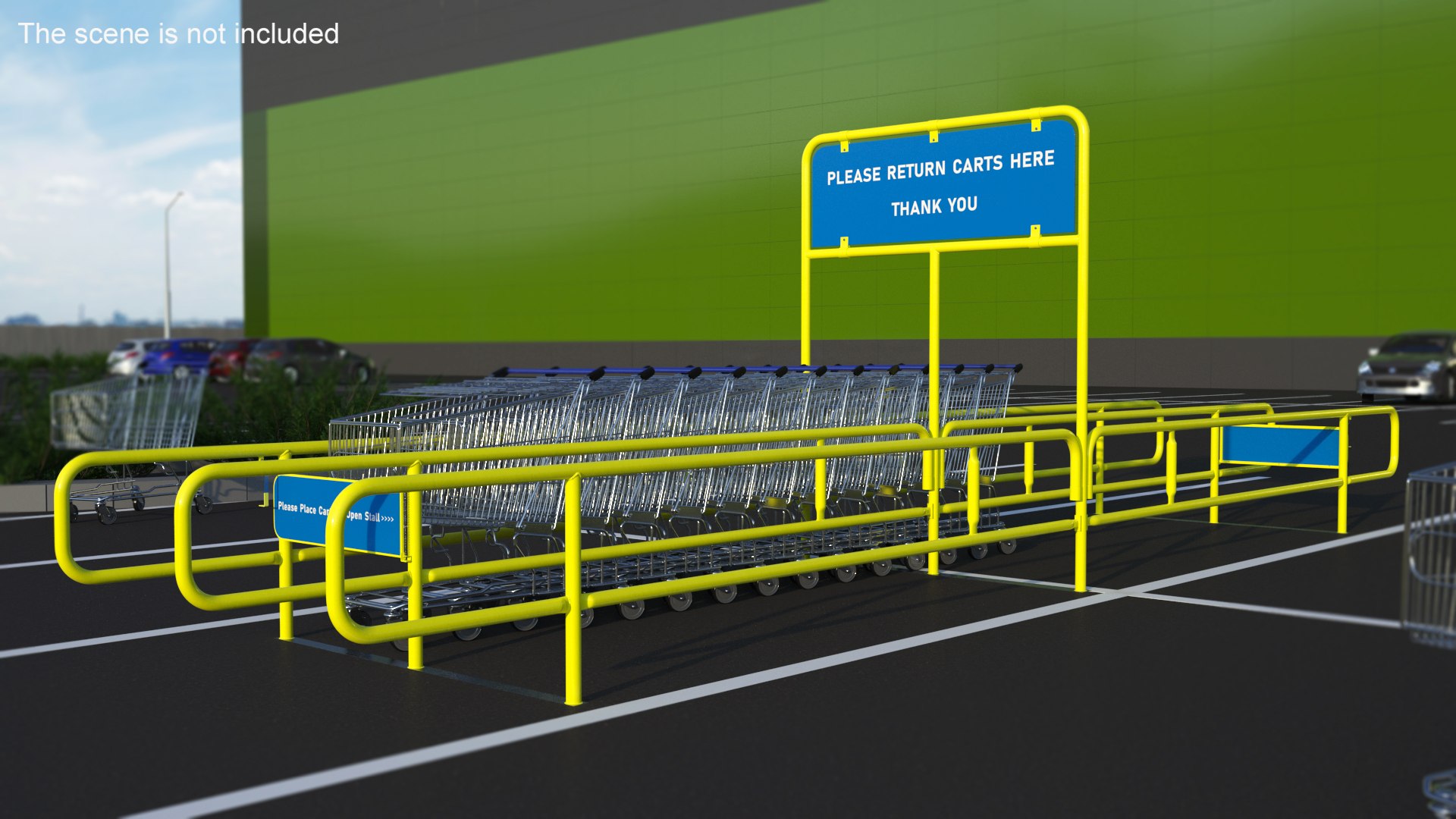 Corral For Shopping Carts Bidirect Yellow 3D - TurboSquid 2027728