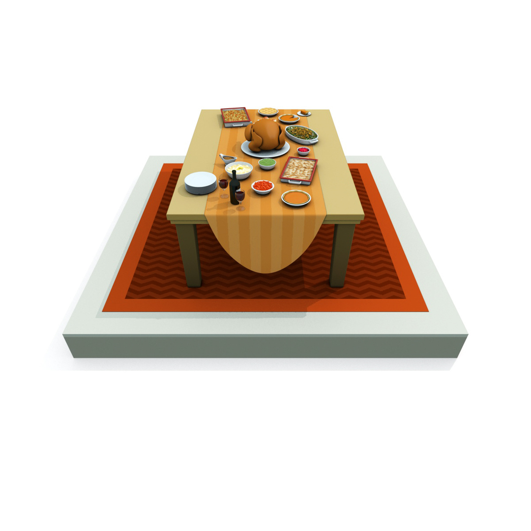 Isometric Thanksgiving Dinner Model - TurboSquid 1563223