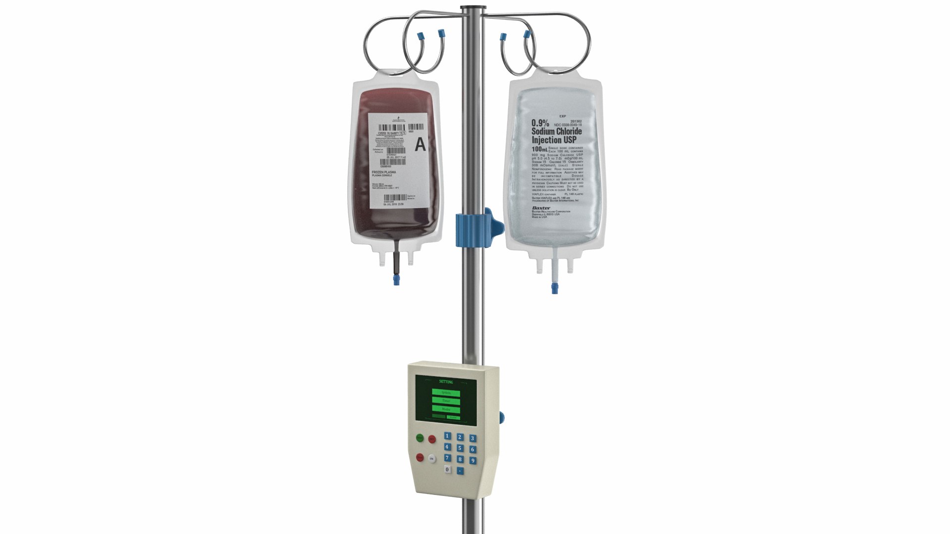 Hospital Bed With IV Stand And ECG Collection 3D - TurboSquid 2458349