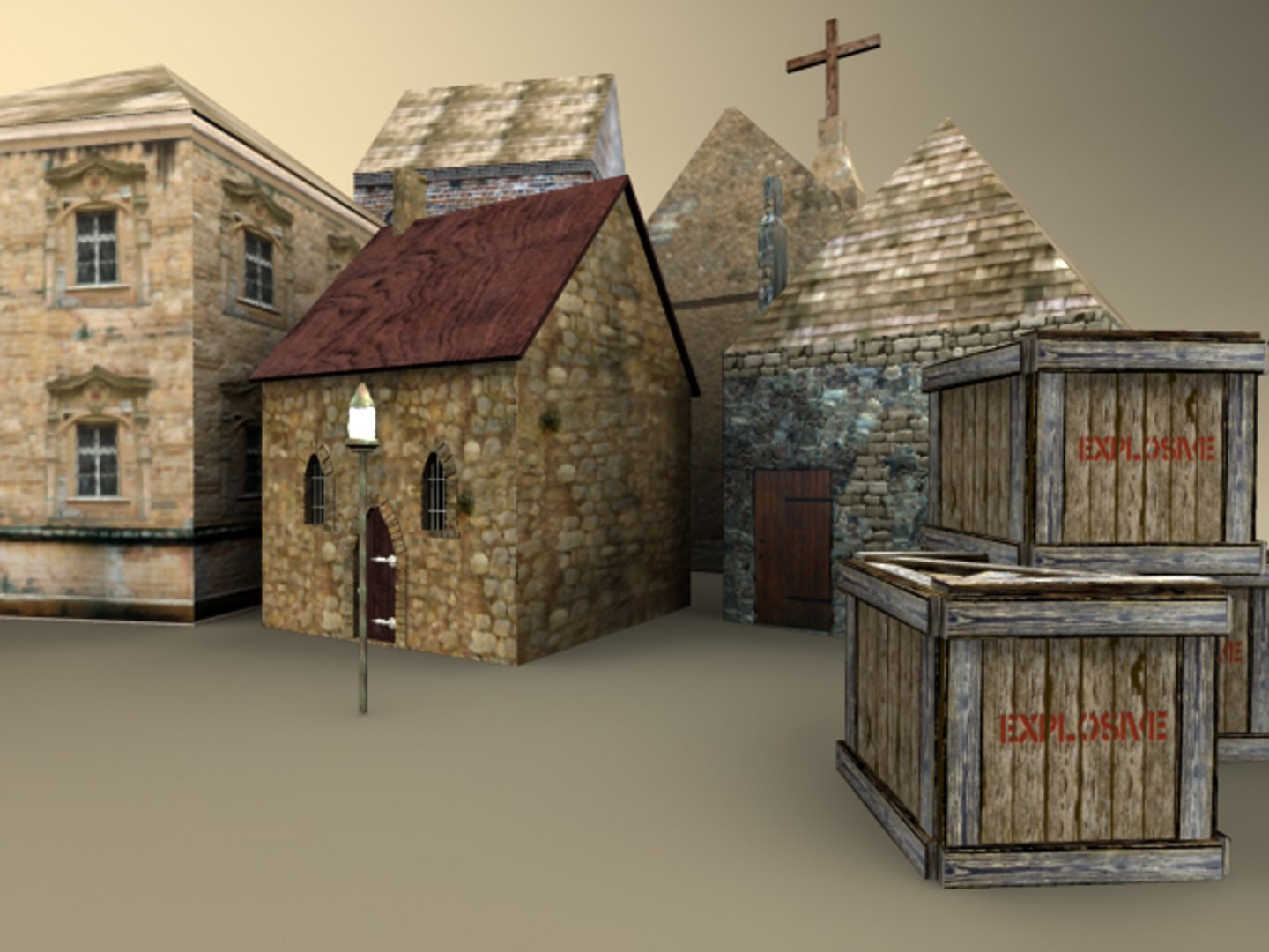 3d Model Pack Buildings Village