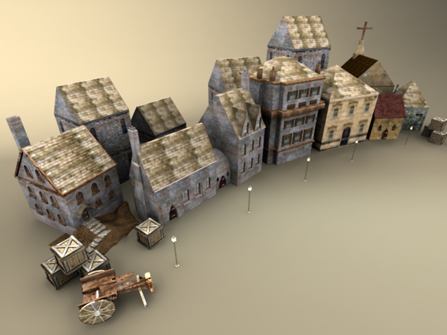 3d Model Pack Buildings Village
