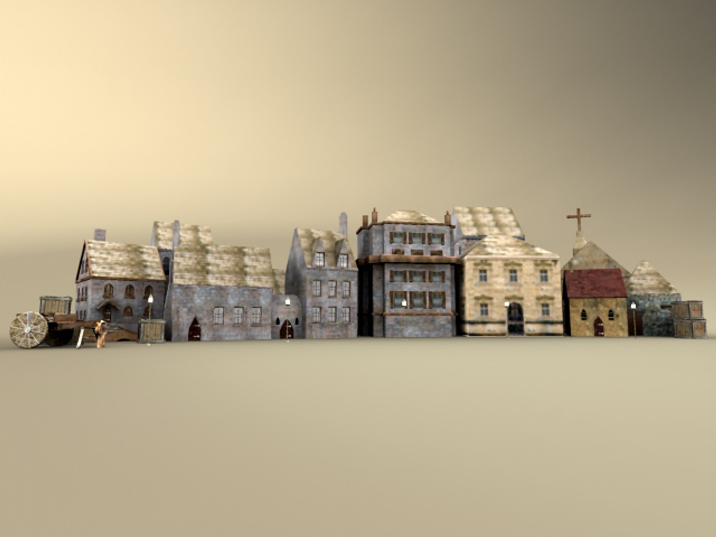 3d Model Pack Buildings Village