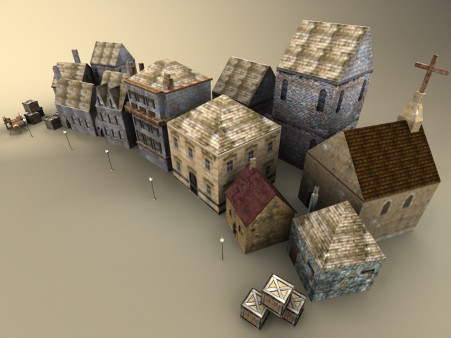 3d Model Pack Buildings Village