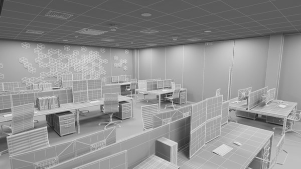 3D open space office interior - TurboSquid 1655953