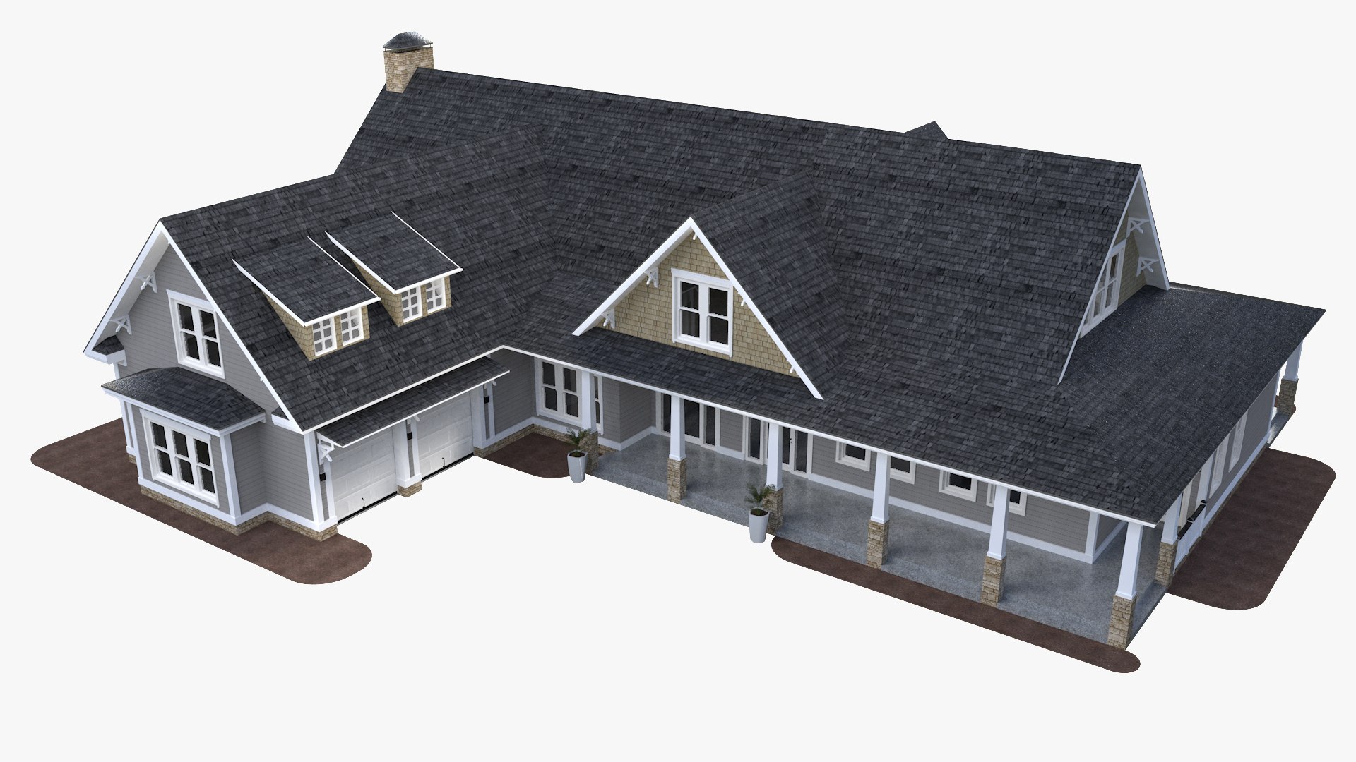 American Suburban House 3D Model - TurboSquid 1797247