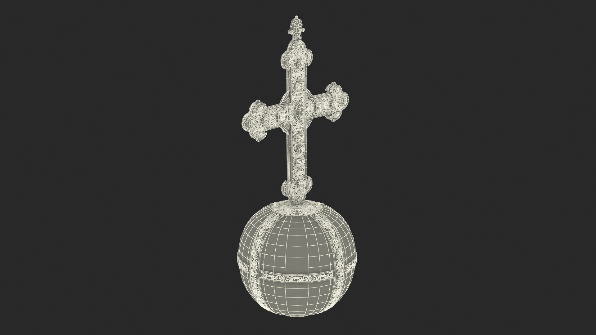 3D Model Sleek Religious Orb With Cross Gold - TurboSquid 2427426