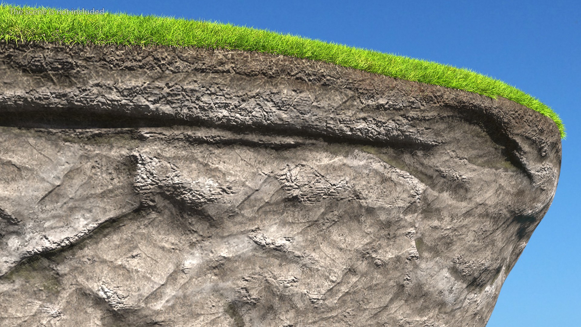 Rock Round Cross Section With Green Grass Fur Model - TurboSquid 1830045
