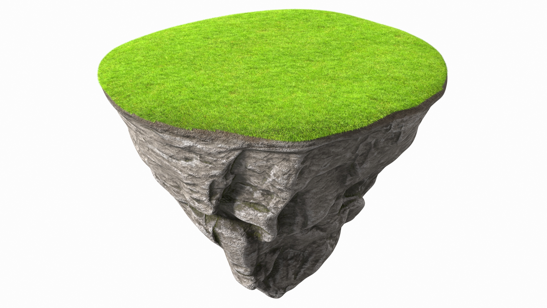 Rock Round Cross Section With Green Grass Fur Model - TurboSquid 1830045
