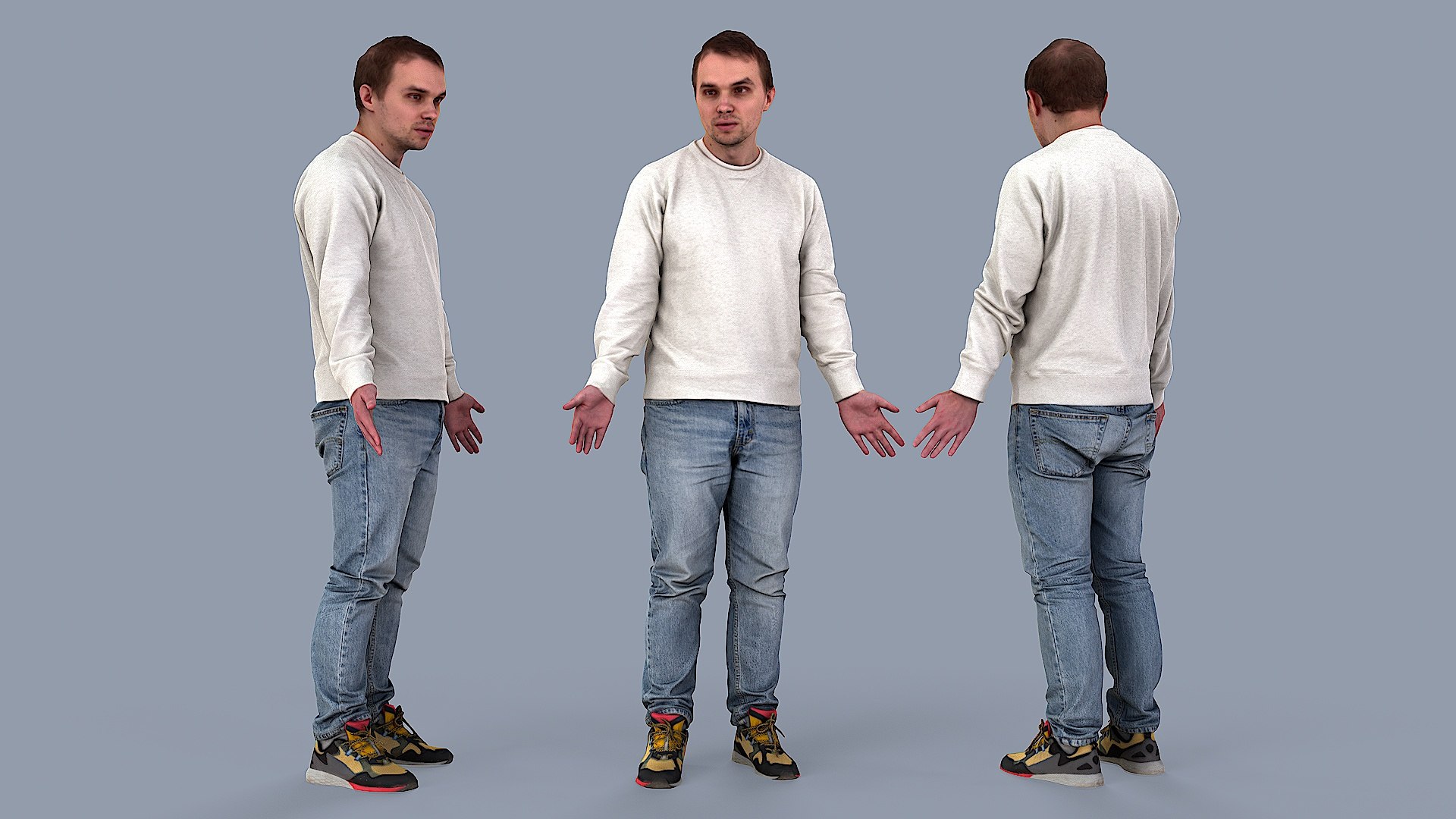 Questioning Reality Surprised Guy In White Sweatshirt Model ...