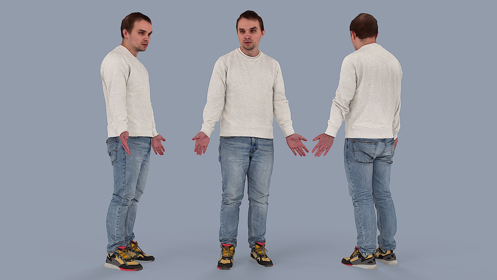 Questioning Reality Surprised Guy In White Sweatshirt Model ...