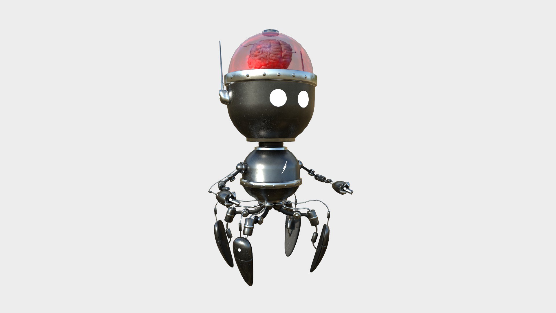 3D Brain Robot G03 Dark Steel - SciFi Character Design model ...