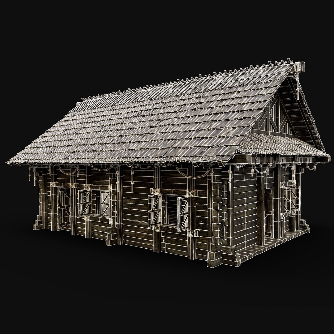 VILLAGE HOUSE ENTERABLE GENERIC WOODEN COTTAGE HUT SHELTER AAA 3D Model ...
