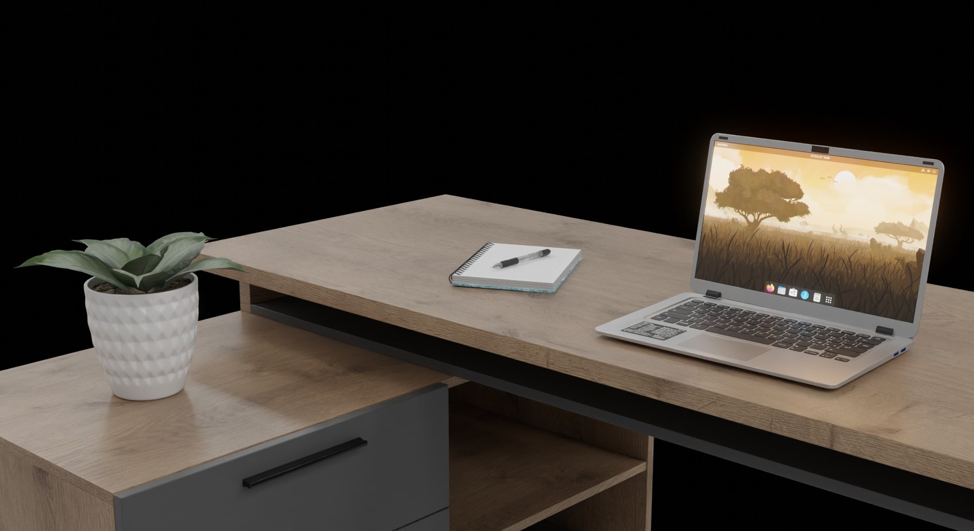 3D Corner Office Desk Set - TurboSquid 2238848