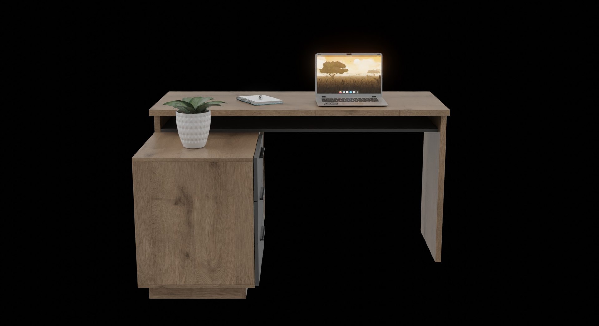 3D Corner Office Desk Set - TurboSquid 2238848