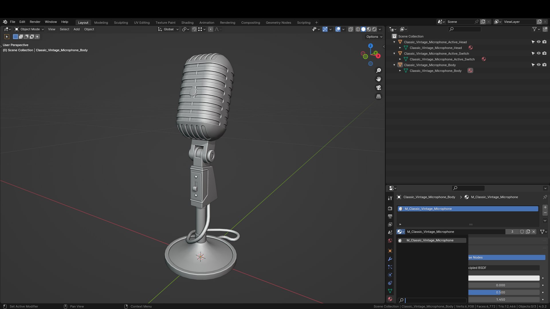 Classic Vintage Microphone 3D - TurboSquid 2210623
