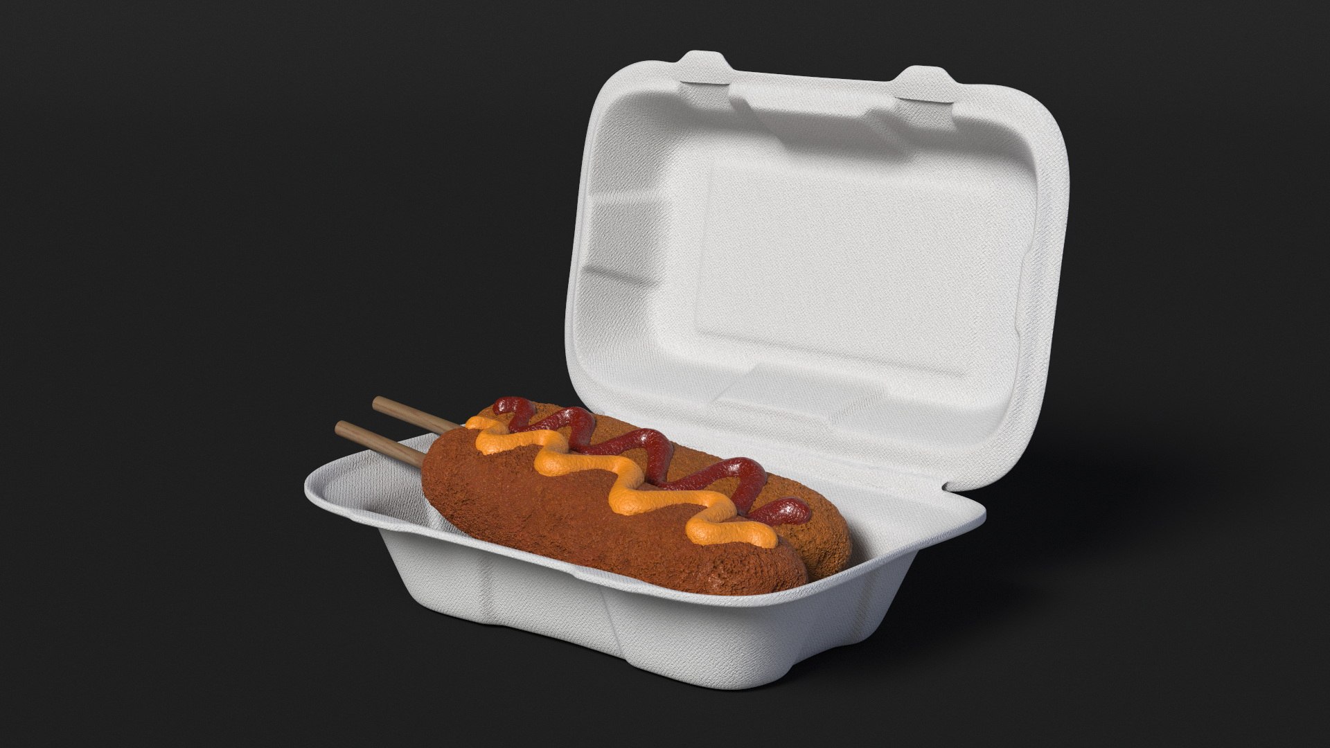 Corn Dog In Food Container 3D Model - TurboSquid 2342588