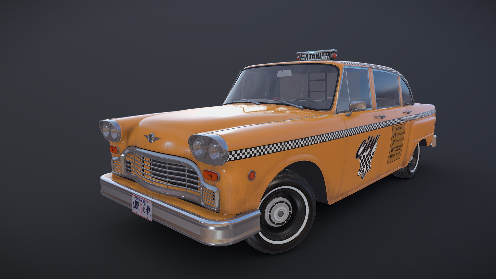 3D Yellow Taxi PBR - TurboSquid 1814227