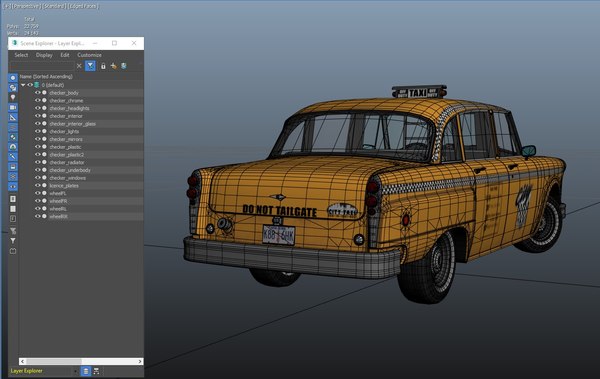 3D Yellow taxi PBR - TurboSquid 1814227
