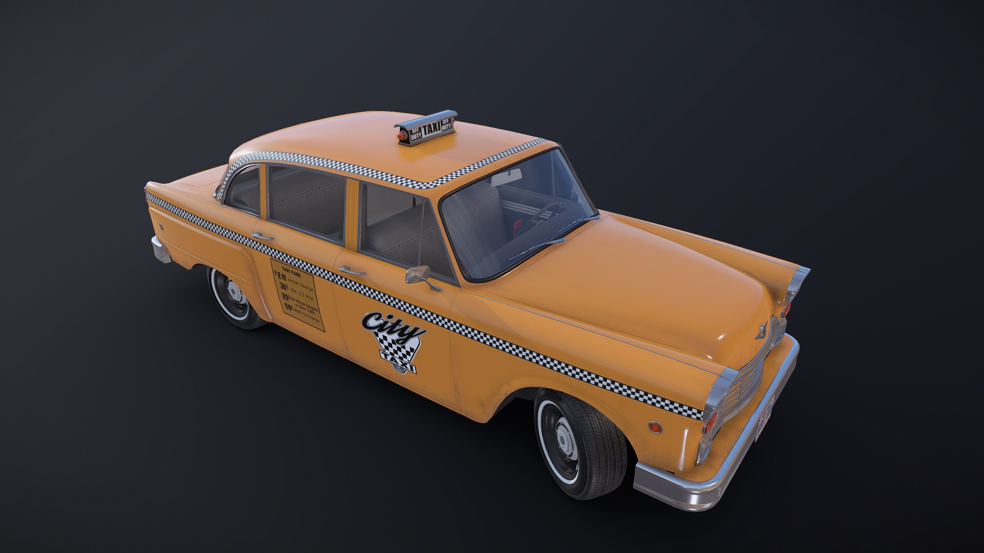 3D Yellow Taxi PBR - TurboSquid 1814227