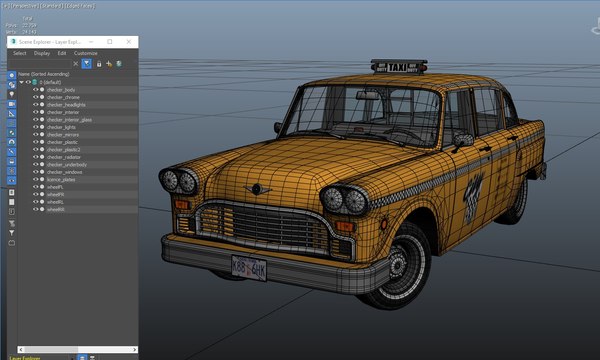 3D Yellow taxi PBR - TurboSquid 1814227