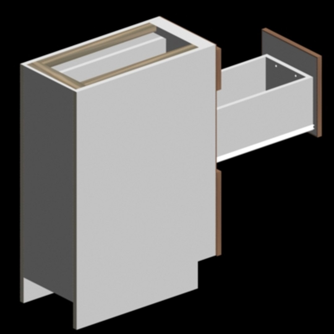 12 Inch 3-drawer Kitchen Cabinet 3d Model