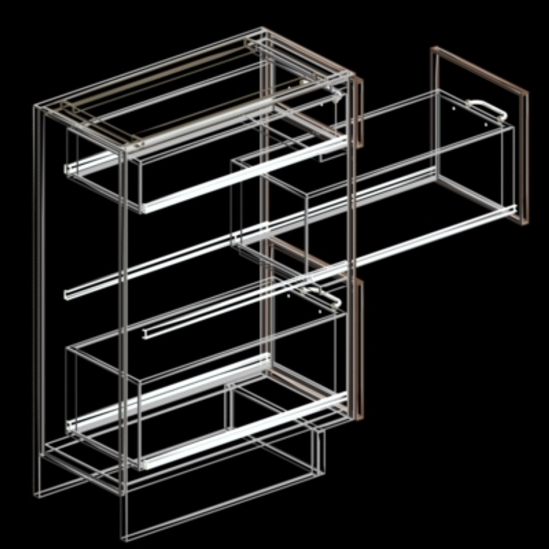 12 Inch 3-drawer Kitchen Cabinet 3d Model
