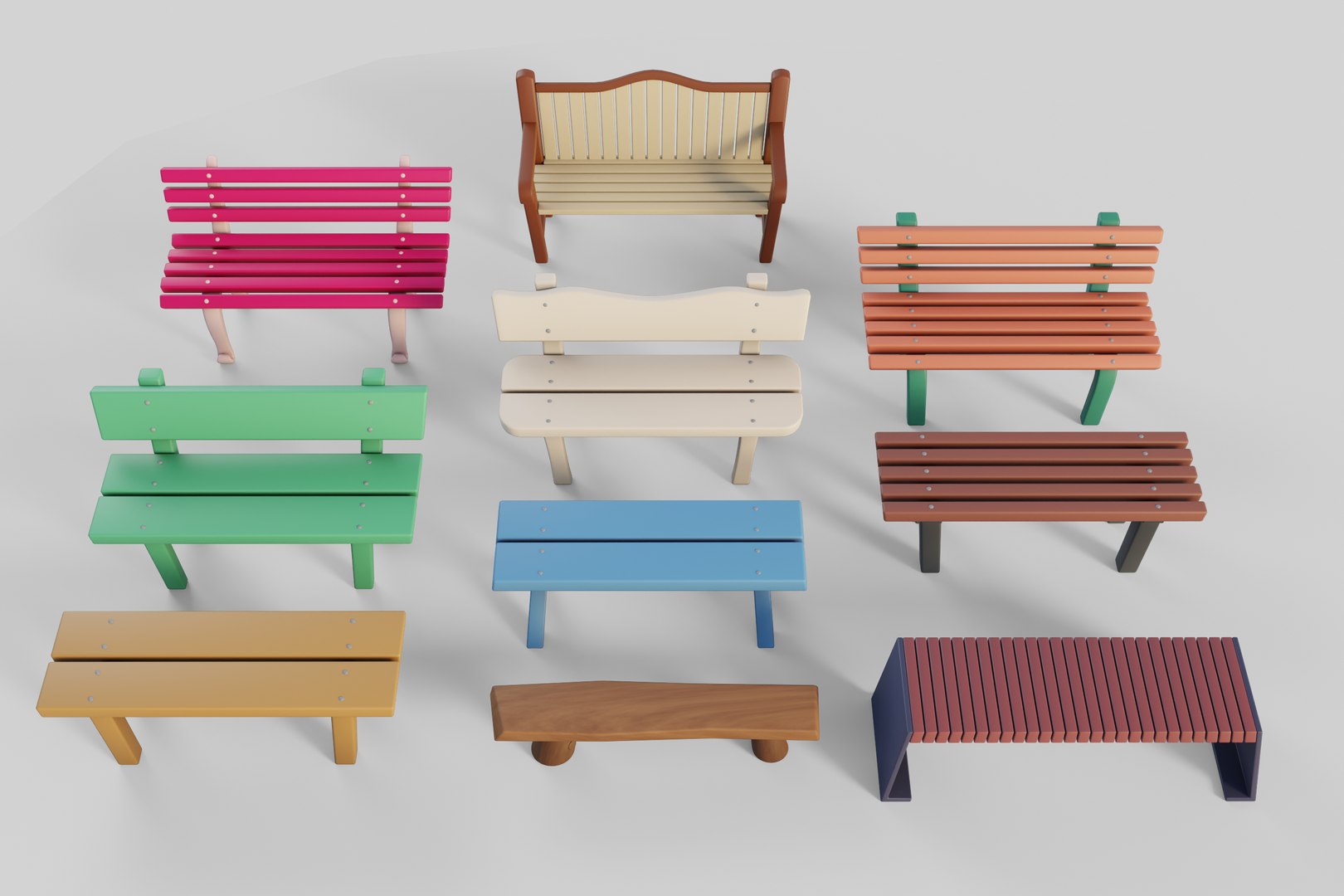 Cartoon Benches Collection 3D Model - TurboSquid 2031321