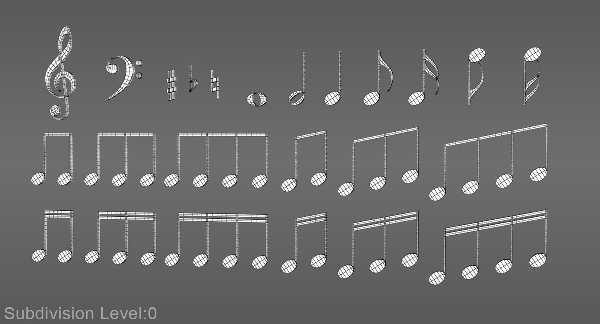 3d model musical notes symbols