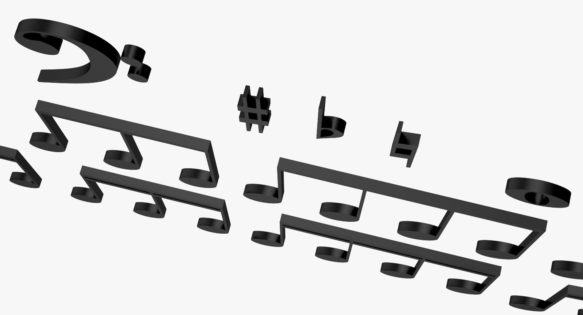 3d model musical notes symbols