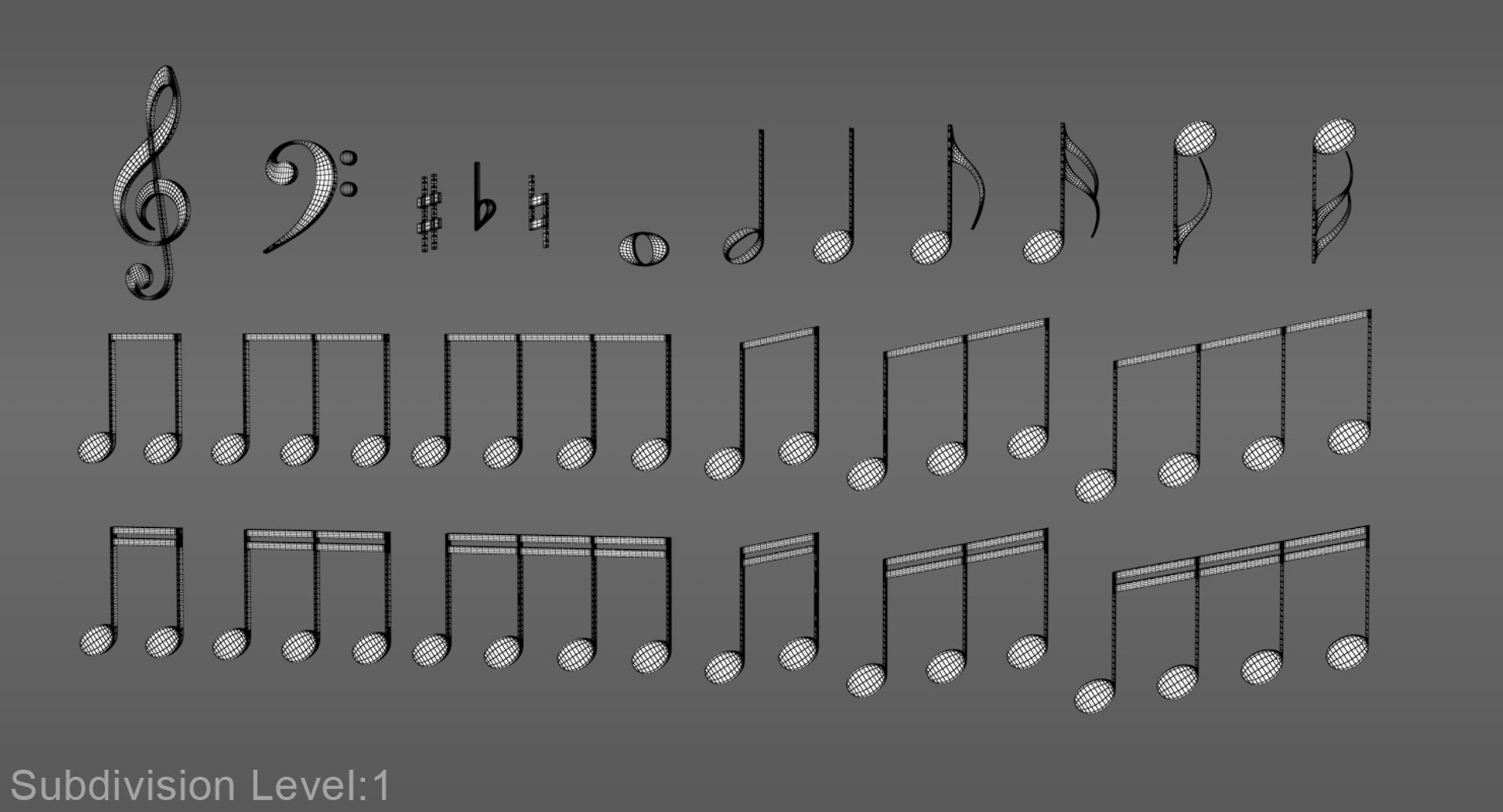 3d model musical notes symbols