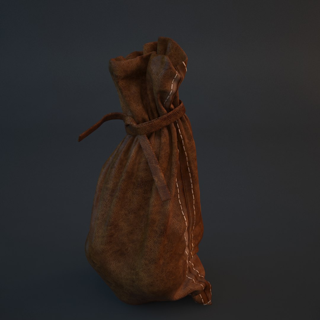 3d Medieval Coin Purse Model