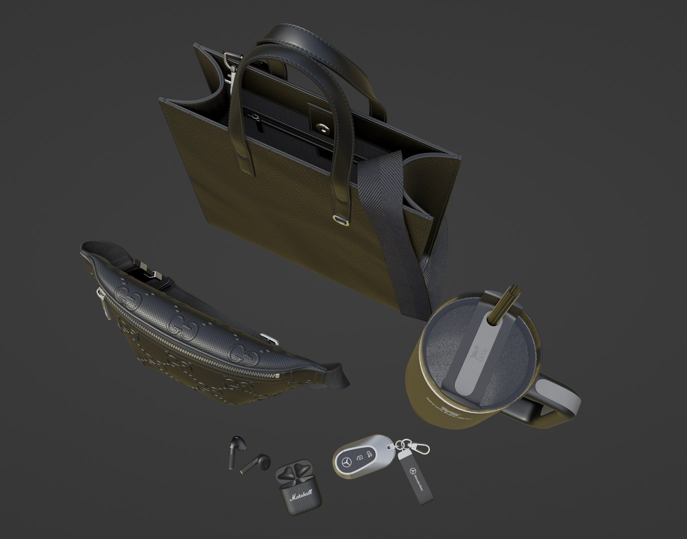 3D Men Accessories Set Model - TurboSquid 2319598