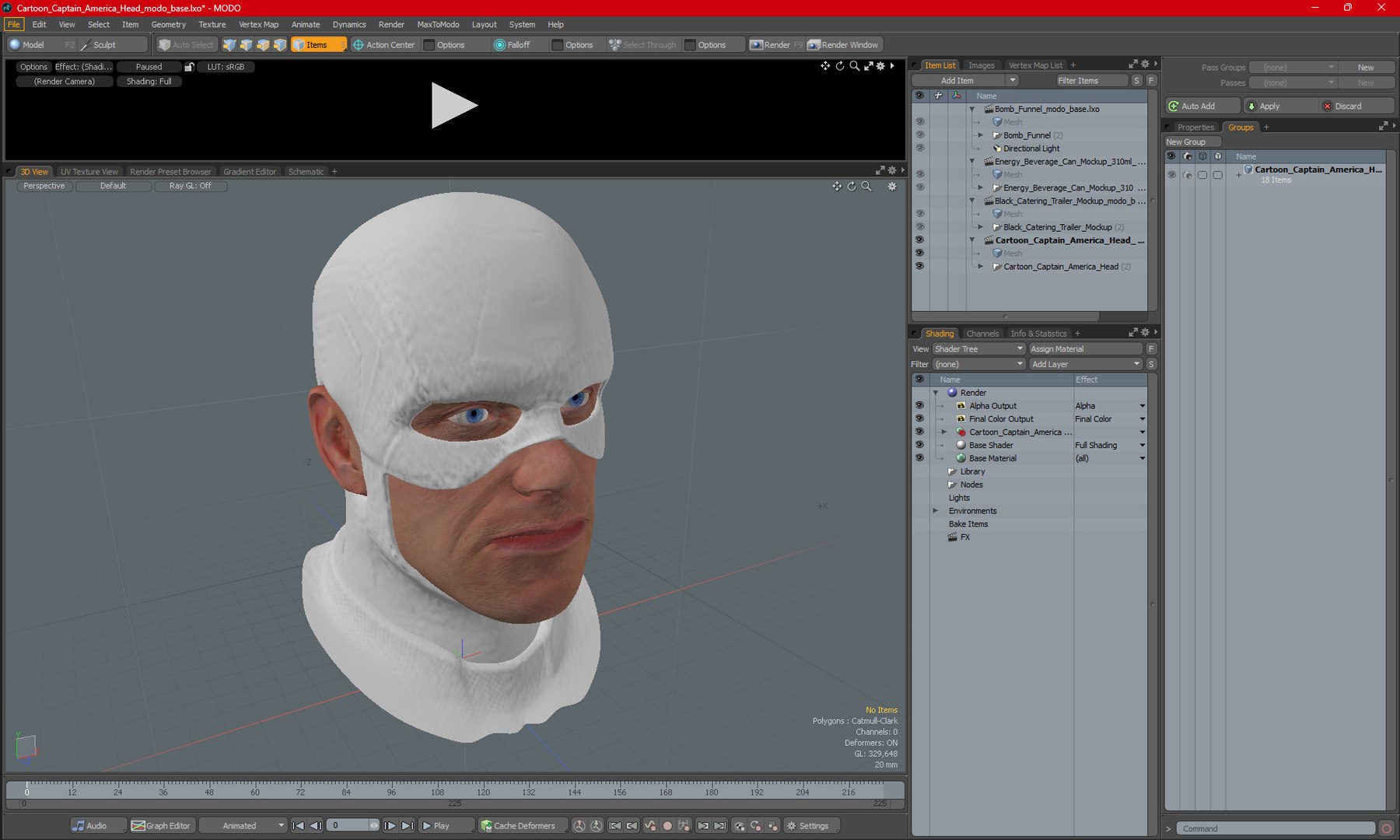 3D Cartoon Captain America Head - TurboSquid 2058198