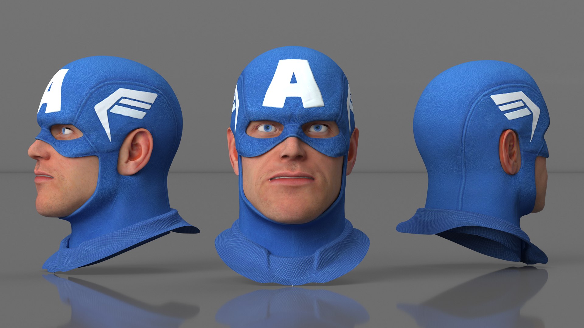 3D Cartoon Captain America Head - TurboSquid 2058198