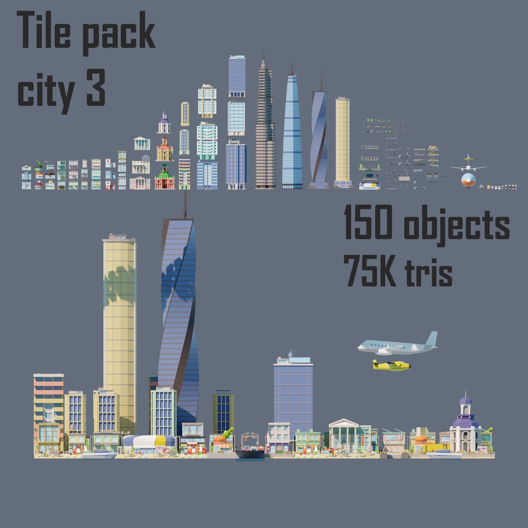 3D Tile Pack City 3 Tile Pack - TurboSquid 1827698